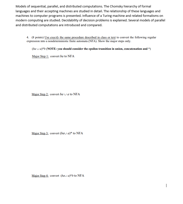 Solved Models of sequential, parallel, and distributed | Chegg.com