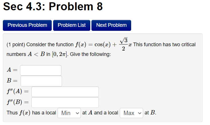 Solved (1 point) Consider the function | Chegg.com
