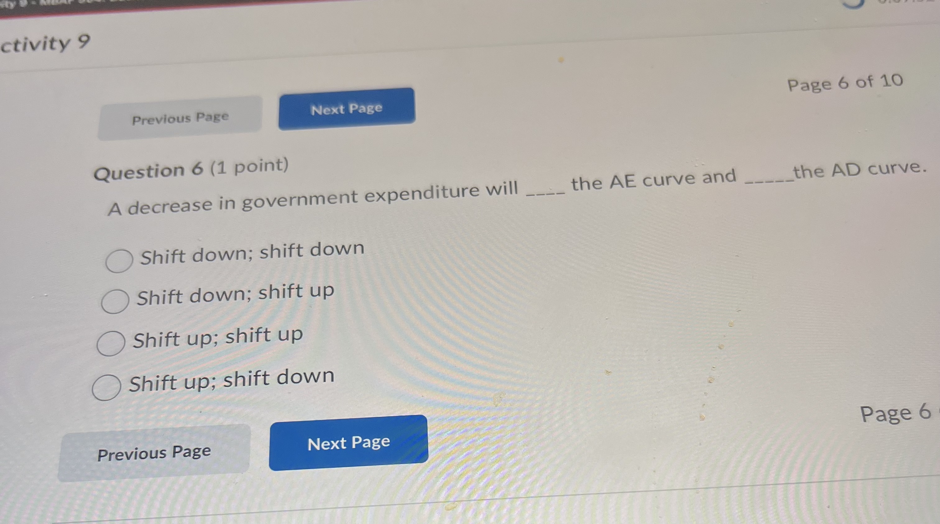 Solved Question 6 (1 ﻿point)A decrease in government | Chegg.com