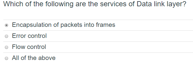 Solved Which of the following are the services of Data link | Chegg.com