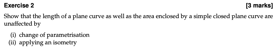 Solved Exercise 2 [3 marks] Show that the length of a plane | Chegg.com
