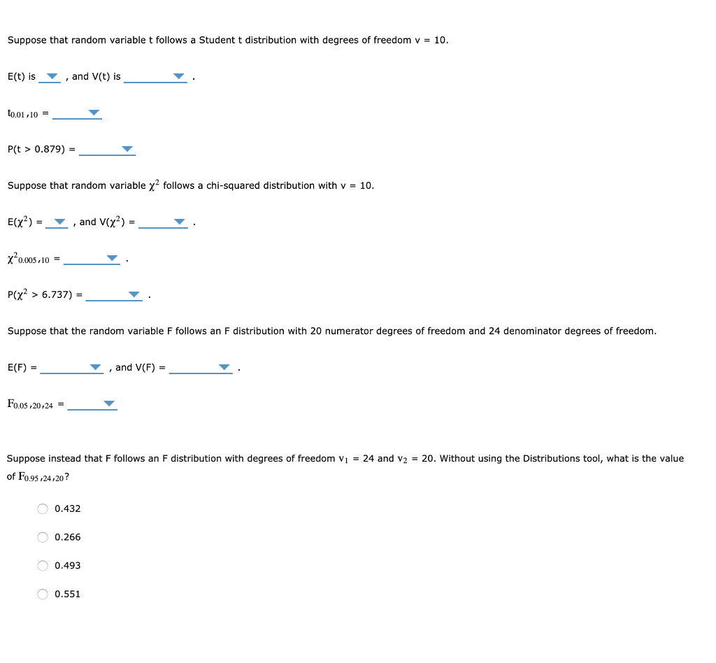 Solved Suppose that random variable t follows a Student t | Chegg.com
