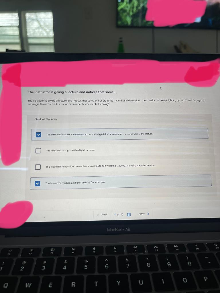 The instructor is giving a lecture and notices that | Chegg.com