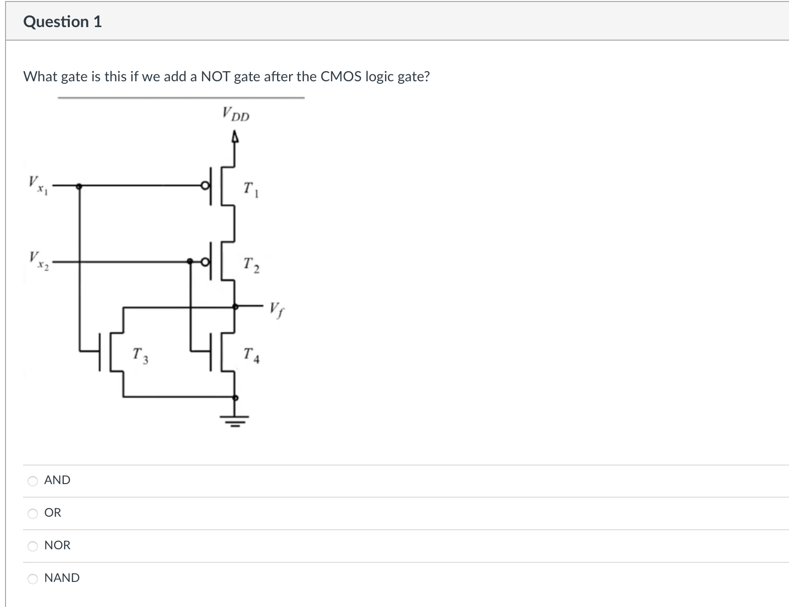 Solved What gate is this if we add a NOT gate after the CMOS | Chegg.com