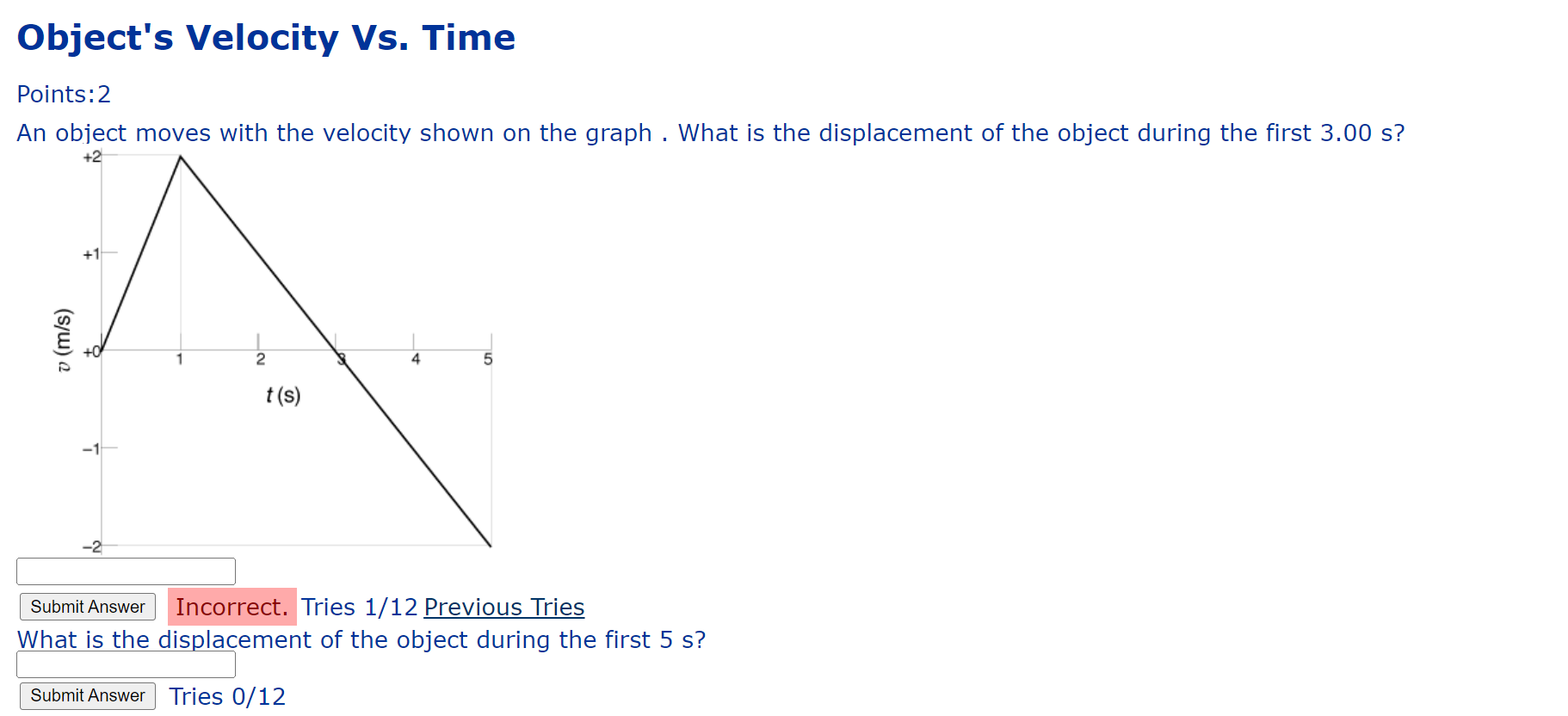 Solved Objects Velocity Vs timepoints 2an Object Moves