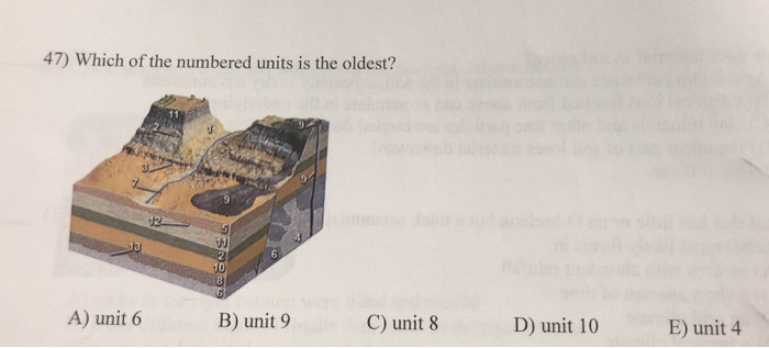 Solved 47) Which of the numbered units is the oldest? A) | Chegg.com