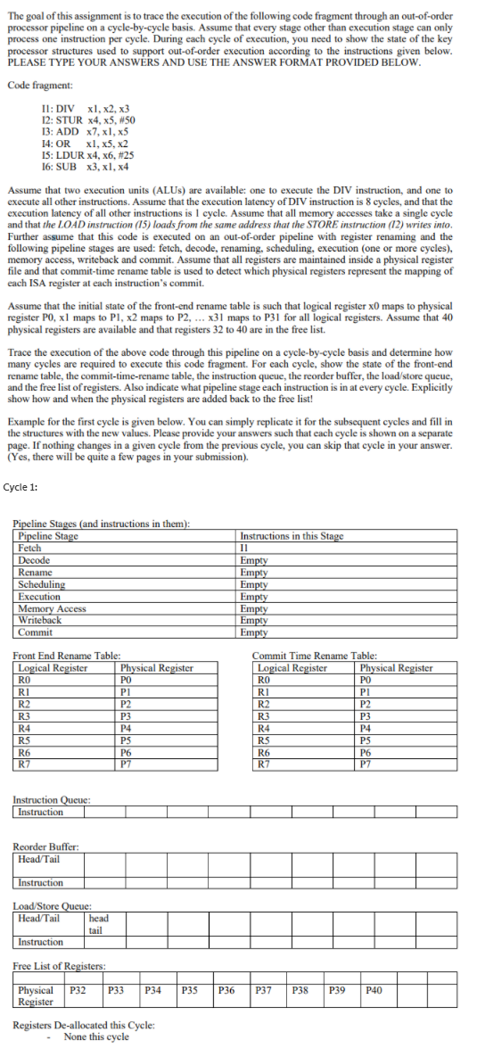 Solved The goal of this assignment is to trace the execution | Chegg.com