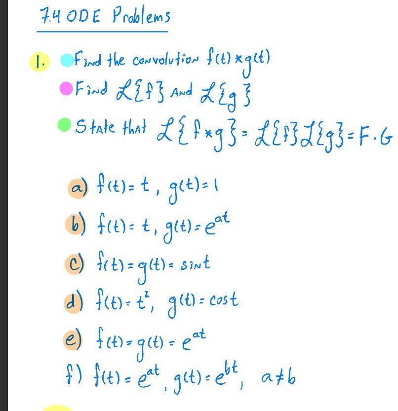 Solved 7.40DE Problems Find the convolution f(t)∗g(t) Find | Chegg.com