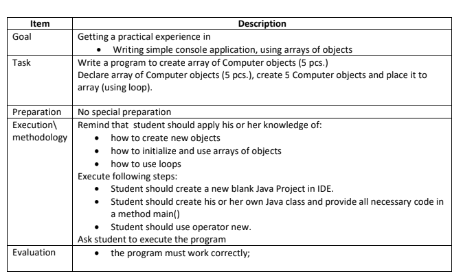 Solved JAVA Write a program to create array of Computer | Chegg.com