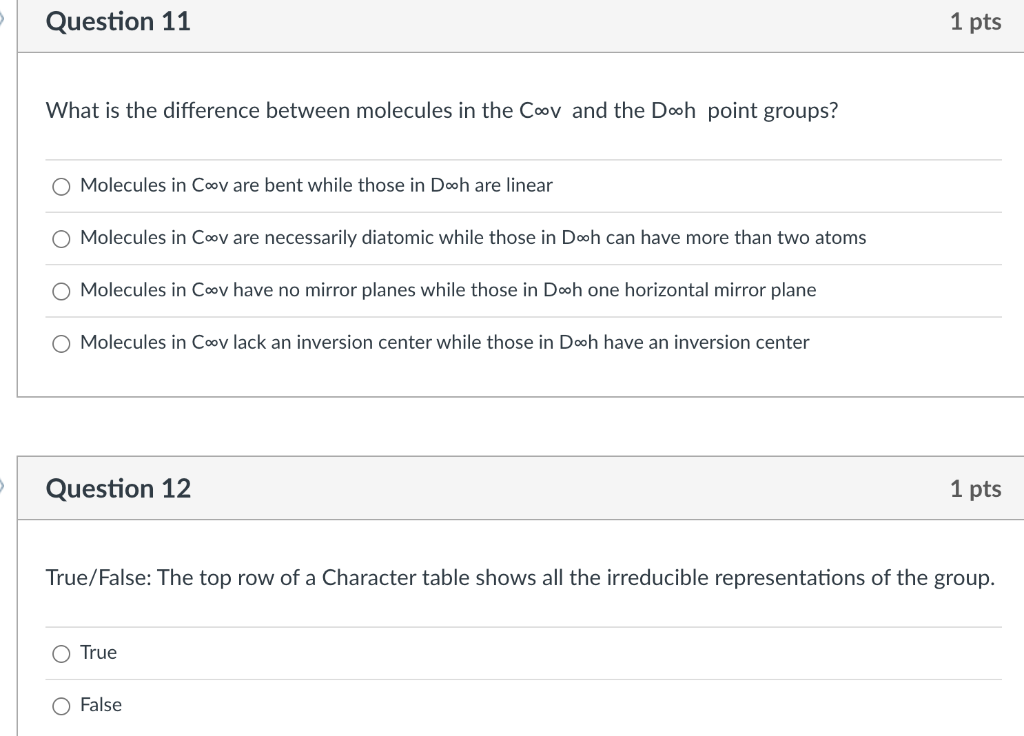 [Solved]: Select from the following list ALL point groups