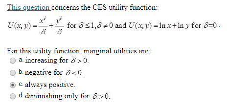 Solved This question concerns the CES utility function U(x, | Chegg.com