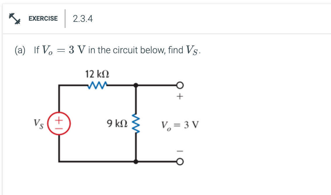 Solved (a) If Vo=3 V in the circuit below, find VS. | Chegg.com