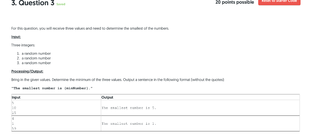 Solved 3. Question 3 Saved For this question, you will | Chegg.com