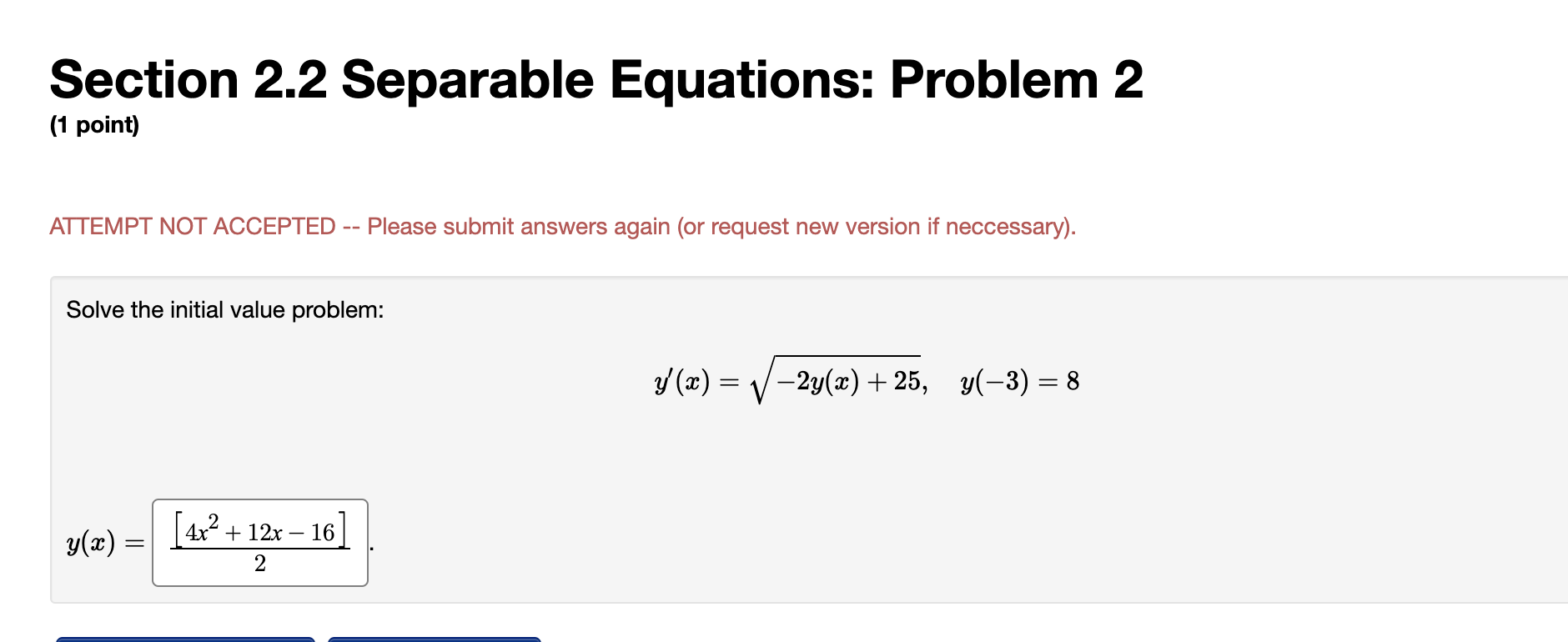 Solved Section 2 2 Separable Equations Problem 2 1 Point