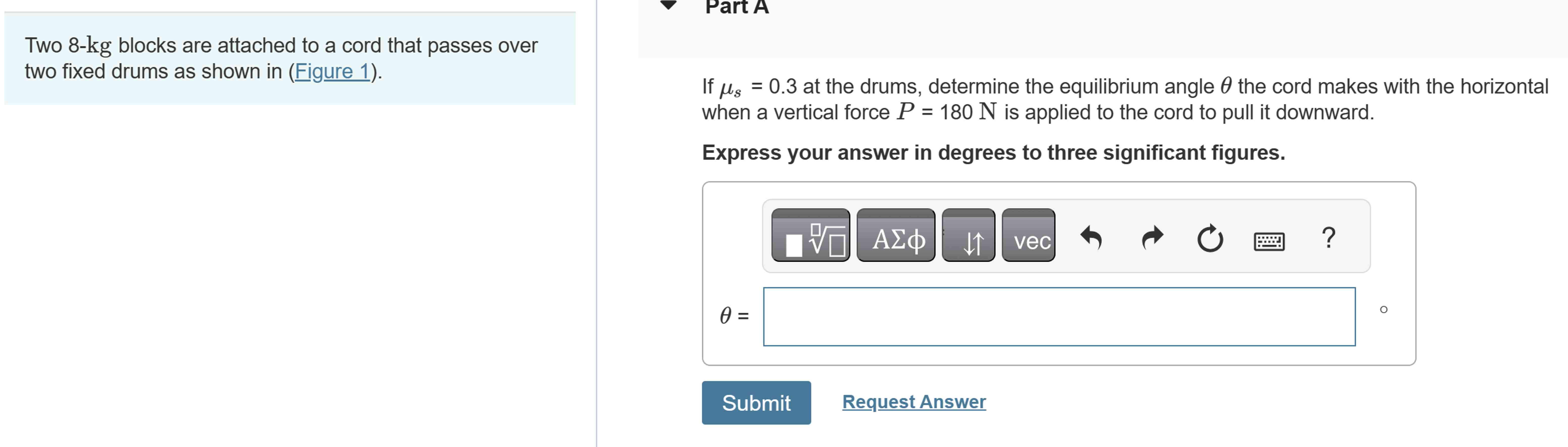 Solved Two 8-kg blocks are attached to a cord that passes | Chegg.com