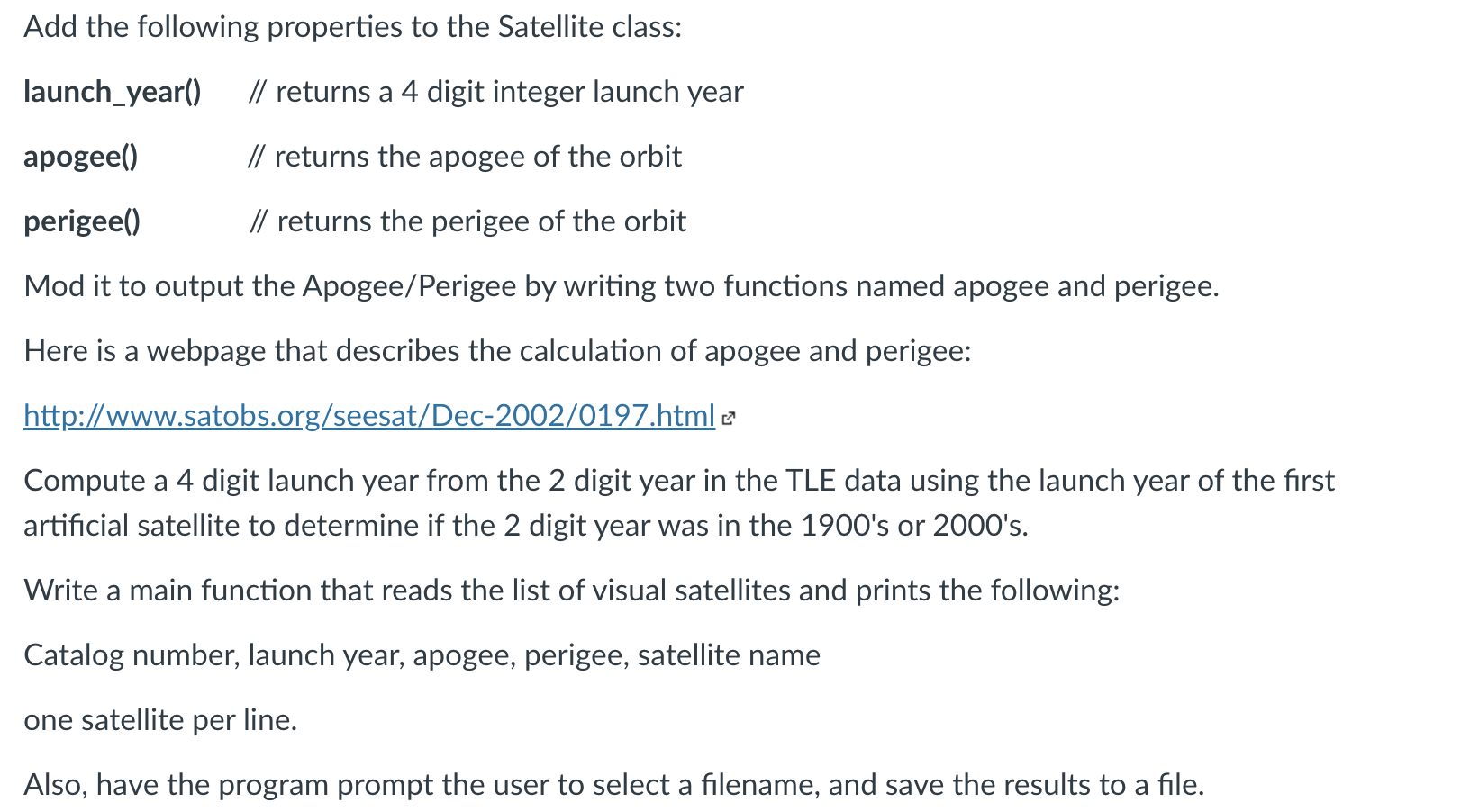 Solved public class Satellite { private String | Chegg.com