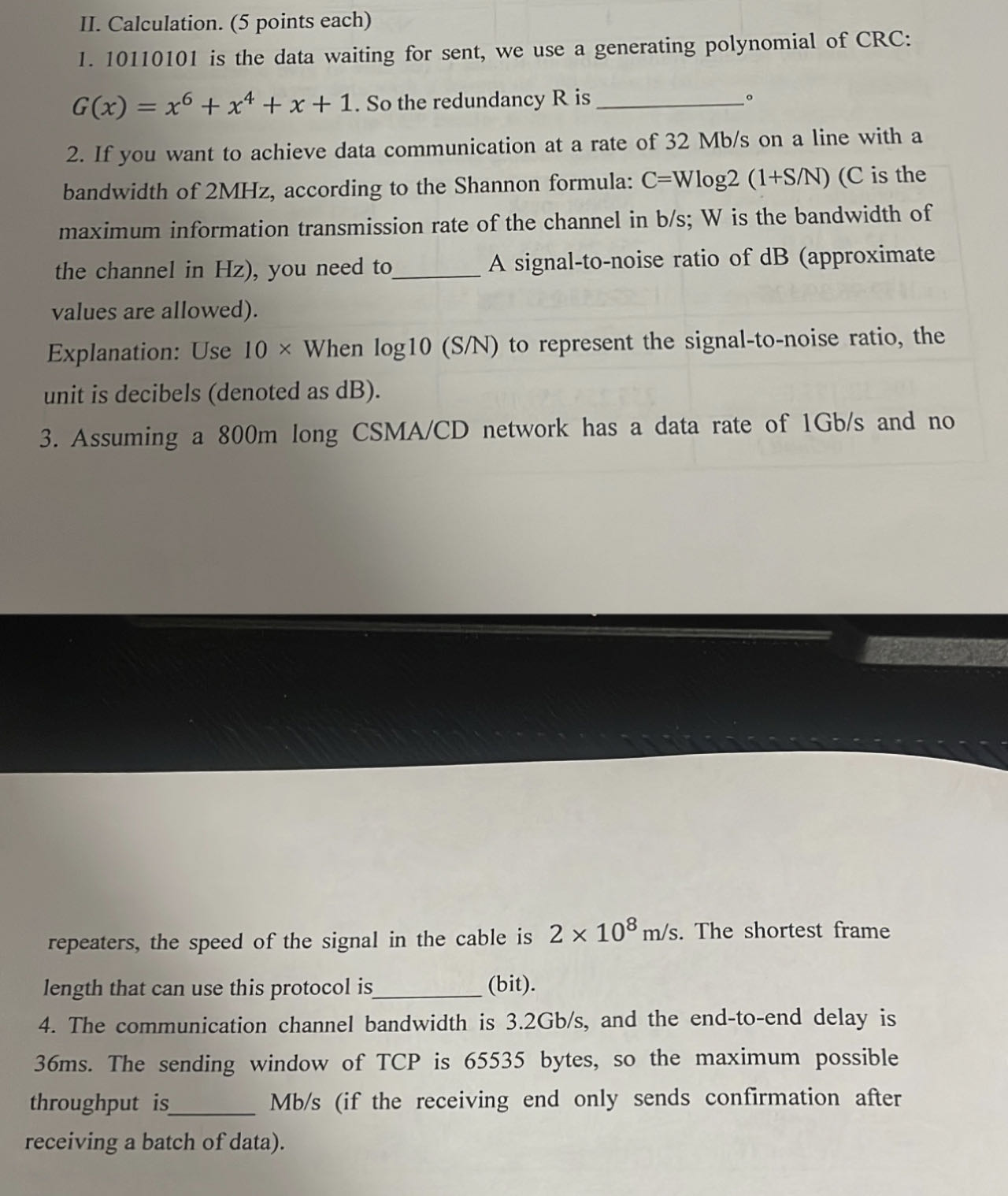 Solved II. Calculation. (5 points each) 1. 10110101 is the | Chegg.com