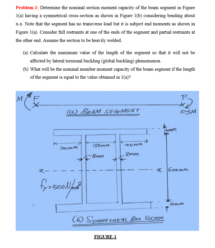 Solved Problem-1: Determine the nominal section moment | Chegg.com