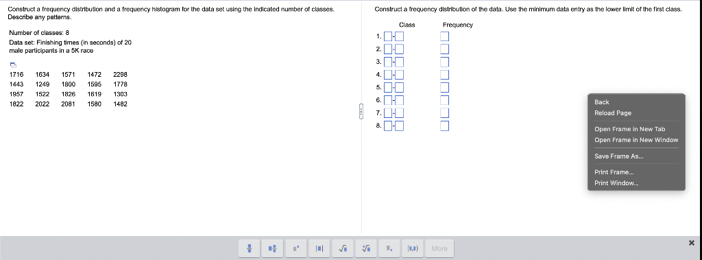 Solved Construct a frequency distribution and a frequency | Chegg.com