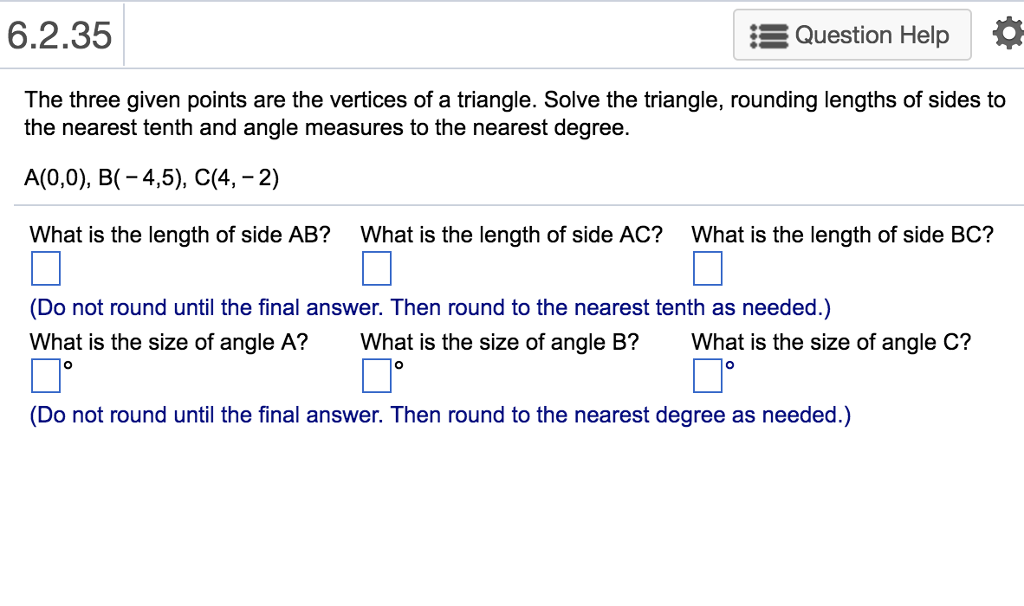 Solved 6.2.35 Question Help The three given points are the | Chegg.com