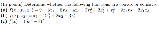 Solved (15 points) Determine whether the following functions | Chegg.com