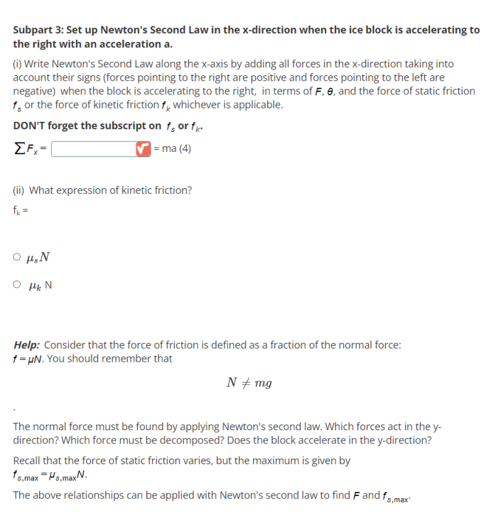 Solved Homework: Pushing a Block of Ice, Part 2 - SET UP The | Chegg.com