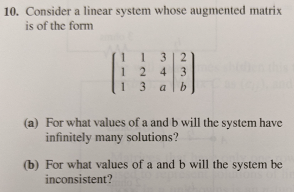 Solved 10 Consider A Linear System Whose Augmented Matrix