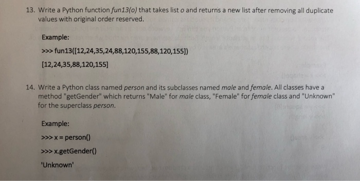 Solved 13. Write a Python function fun13(o) that takes list | Chegg.com
