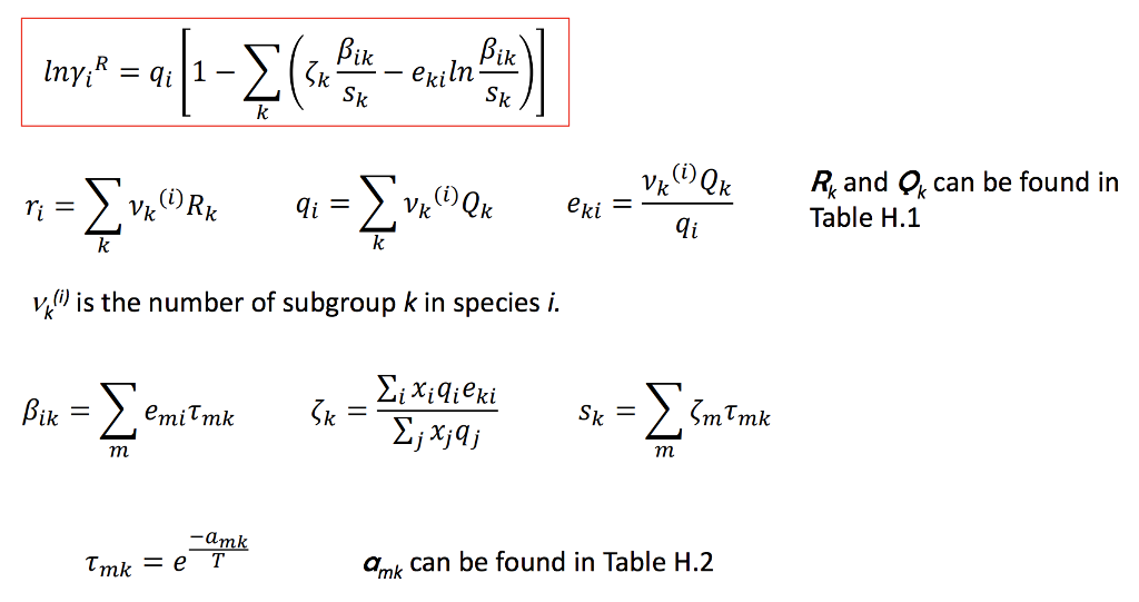 Use UNIFAC model to obtain the activity coefficients | Chegg.com