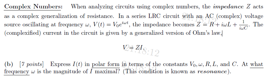 Solved Complex Numbers: When analyzing circuits using | Chegg.com