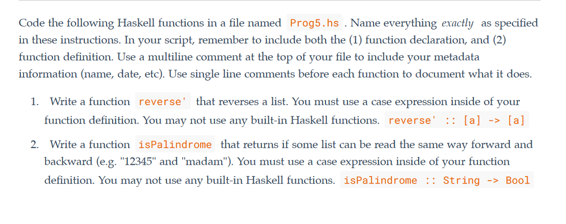 Code the following Haskell functions in a file named | Chegg.com