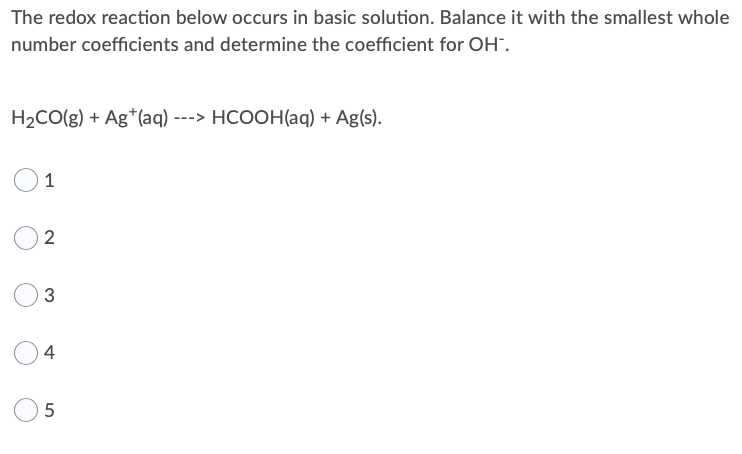 Solved The redox reaction below occurs in basic solution. | Chegg.com