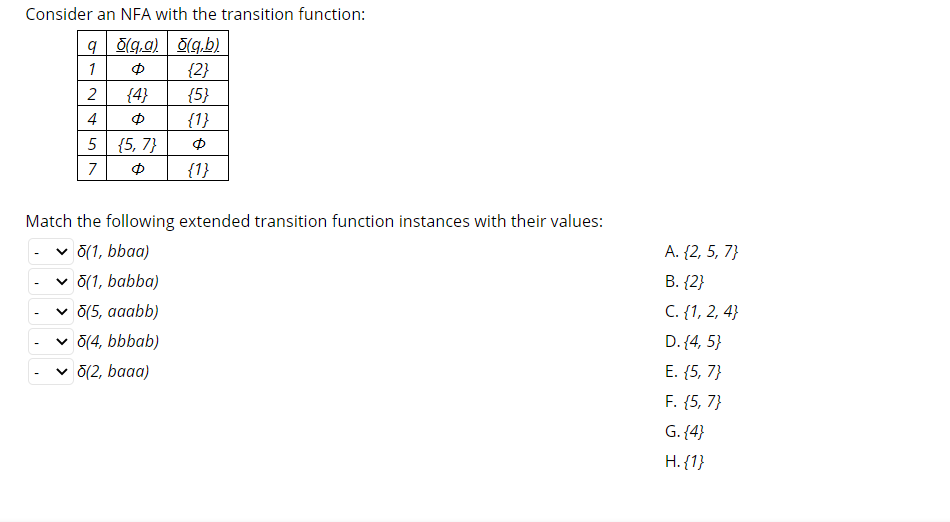 Solved Consider an NFA with the transition function: | Chegg.com