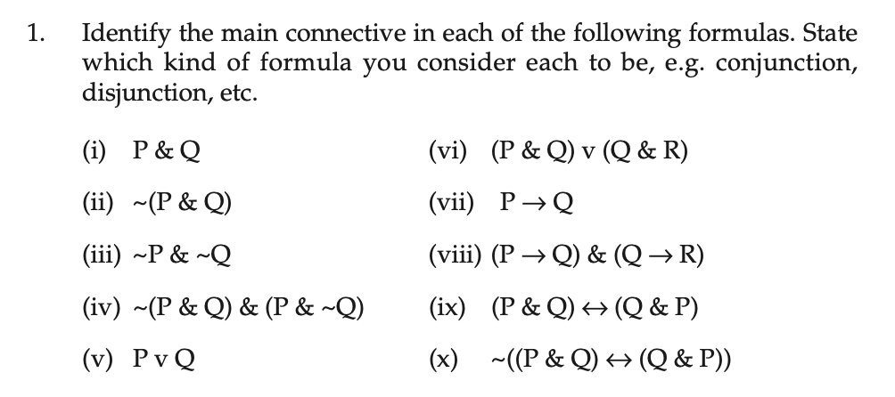 Solved Identify the main connective in each of the following | Chegg.com