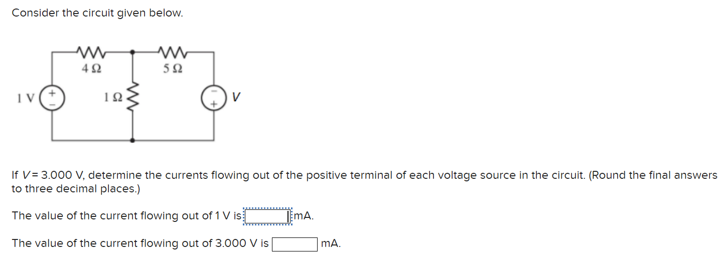 Solved Consider the circuit given below.If V=3.000V, | Chegg.com