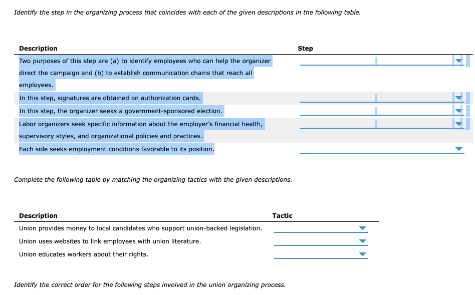 Solved Identify the step in the organizing process that | Chegg.com