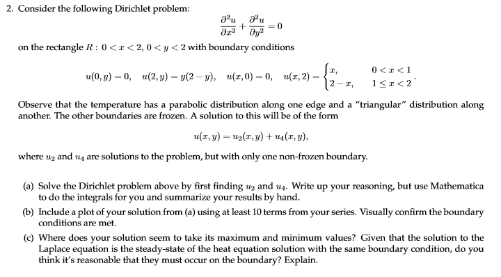 2. Consider the following Dirichlet problem: au au 0 | Chegg.com