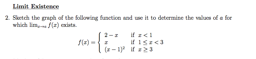 Solved Limit Existence 2. Sketch the graph of the following | Chegg.com