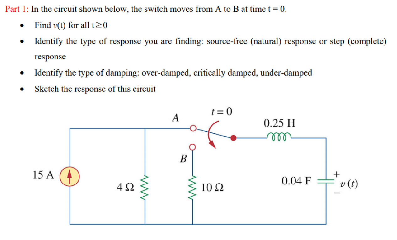 Solved Part 1: In the circuit shown below, the switch moves | Chegg.com
