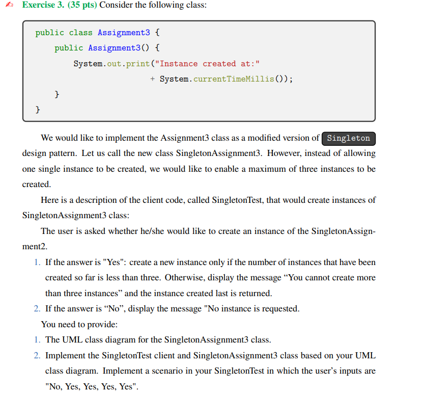 Solved 4 Exercise 3. (35 pts) Consider the following class: | Chegg.com