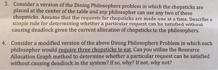 Solved 3. Consider a version of the Dining Philosophers | Chegg.com