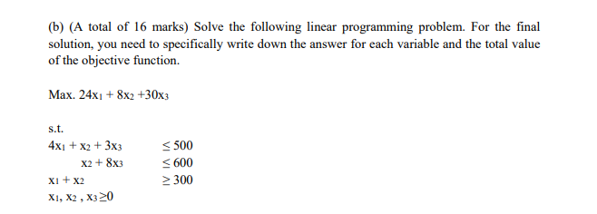 Solved (a) (A total of 9 marks) Read the following problem | Chegg.com