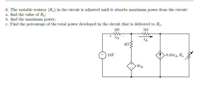Solved The value of the variable resistor should be adjusted | Chegg.com