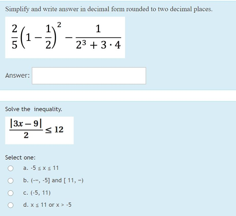 Solved Simplify and write answer in decimal form rounded to | Chegg.com