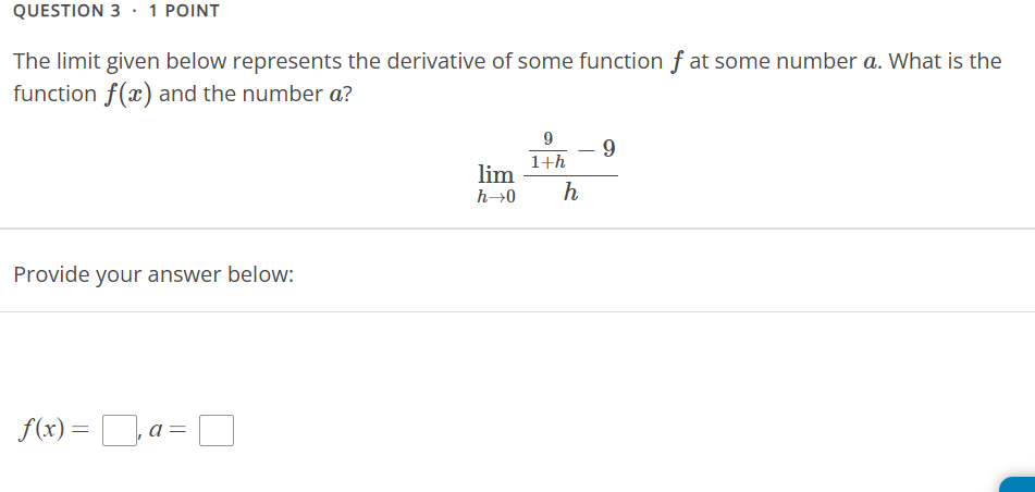 Solved QUESTION 3 * 1 ﻿POINTThe limit ﻿given below | Chegg.com