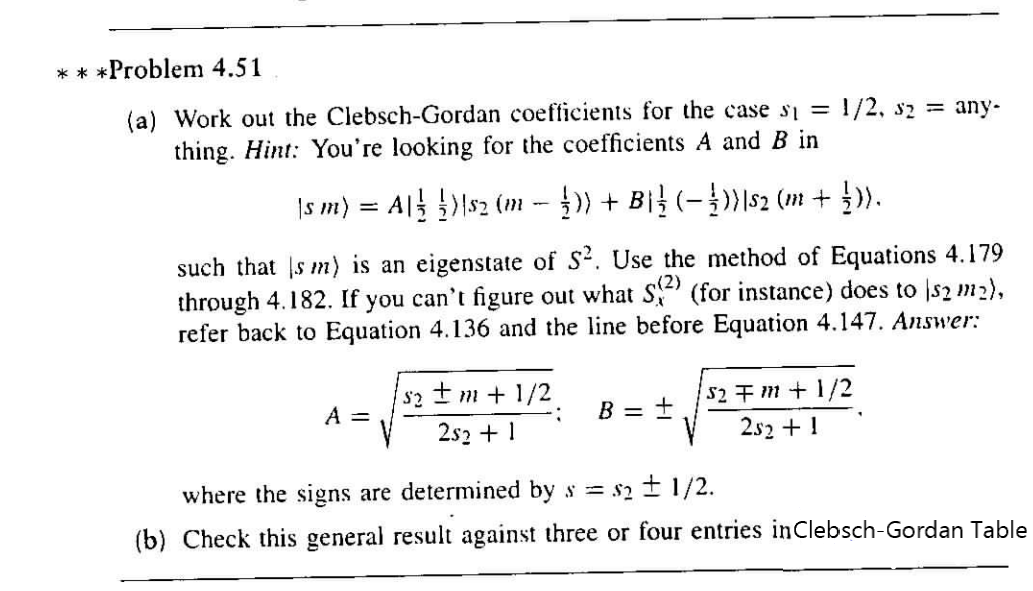 Solved A Work Out The Clebsch Gordan Coefficients For The