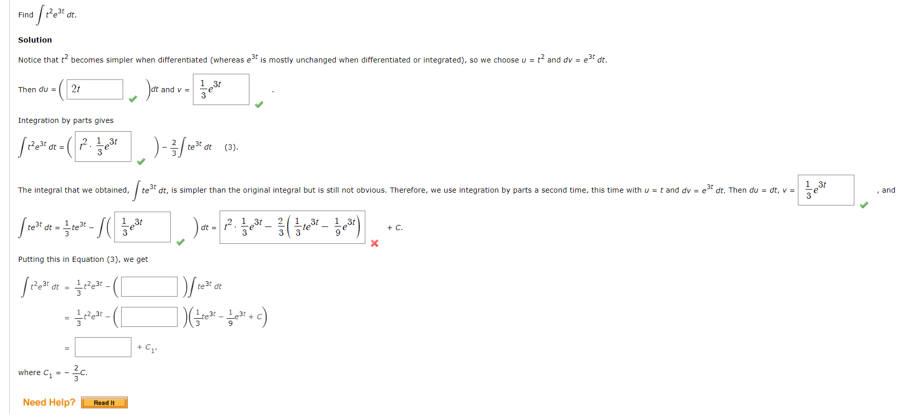 Solved Find ſize dt. Solution Notice that t2 becomes simpler | Chegg.com