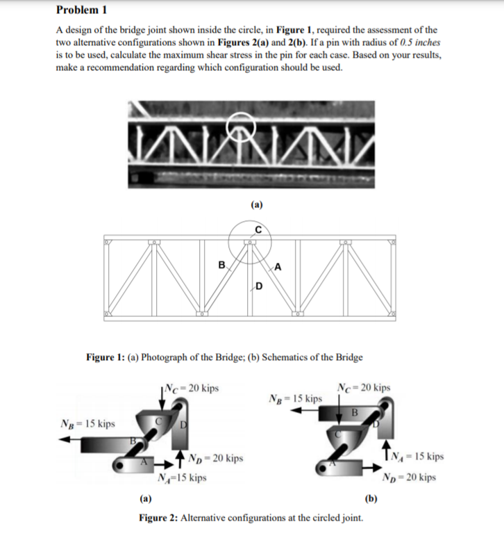 Problem 1 A design of the bridge joint shown inside | Chegg.com