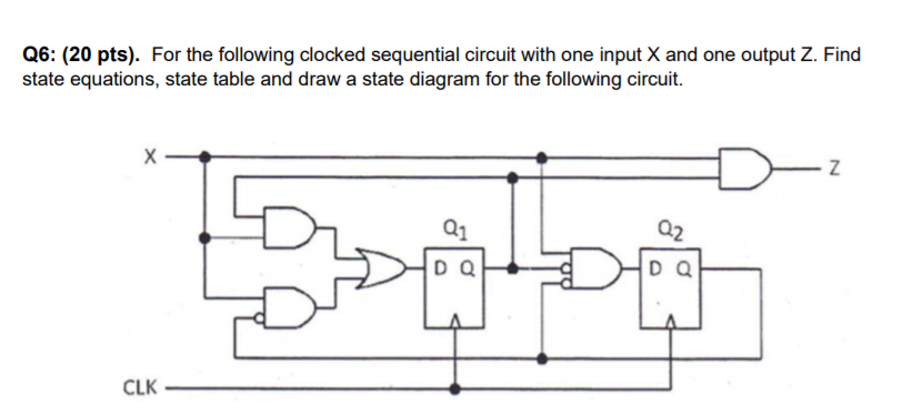 Solved Q6 20 Pts For The Following Clocked Sequential 