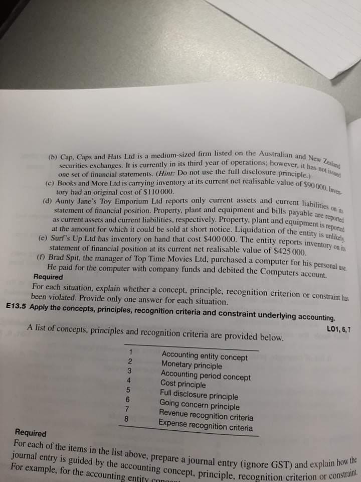 Solved E13.7 Apply recognition criteria underlying | Chegg.com